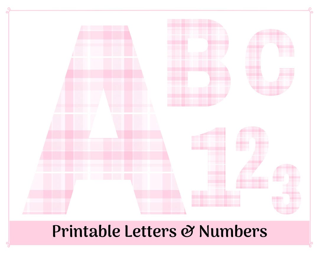 Pink Plaid Alphabet Clip Art: Printable Letters & Numbers (A-Z, 0-9) (digital Download) - Etsy