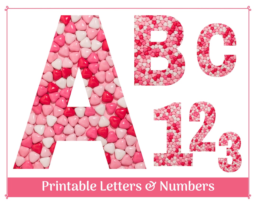 Candy Heart Alphabet Clip Art Letters A-Z and Numbers 0-9 | Printable ...