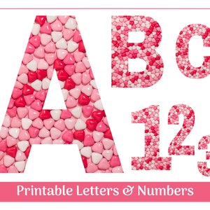 Candy Heart Alphabet Clip Art Letters A-Z and Numbers 0-9 | Printable ...
