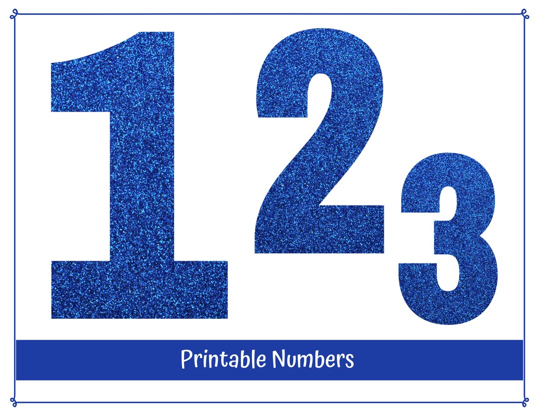 Blue Glitter Clip Art Numbers 0 9 Printable And Resizable Etsy
