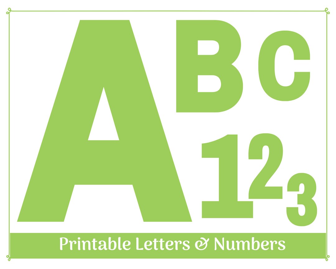 Moss Green Alphabet Letters A-Z, Numbers 0-9 | Banner, Bulletin Board ...