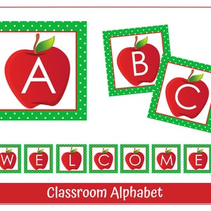 Apple Numbers | Green Polka Dot & Red Apples | DIY Banners, Bulletin ...