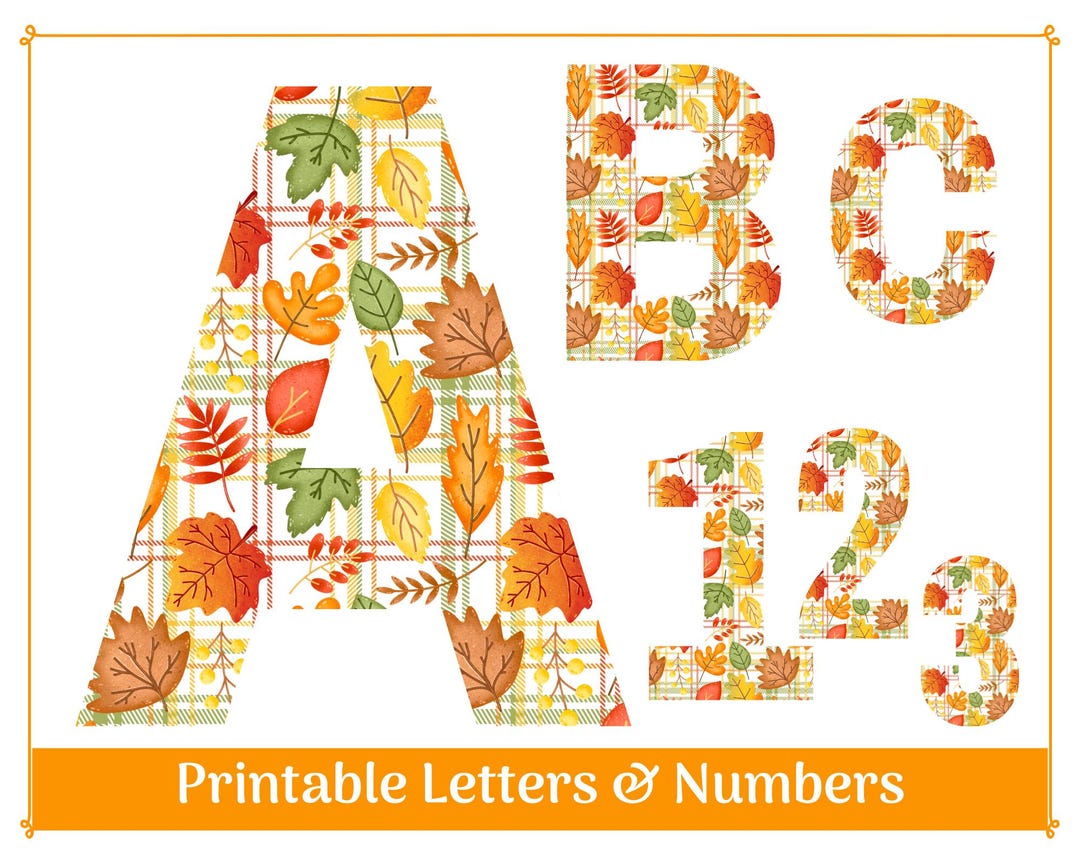 Fall Pumpkins and Leaves Alphabet Letters & Numbers Clip Art Fall ...