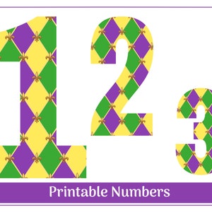 Mardi Gras Alphabet & Number Clip Art: Printable Banner Letters ...