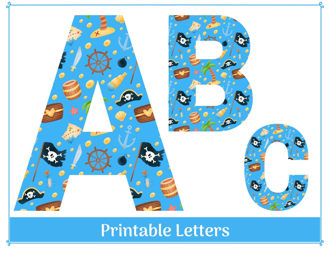Pirate Themed Alphabet Printable & Resizable Letters - Etsy