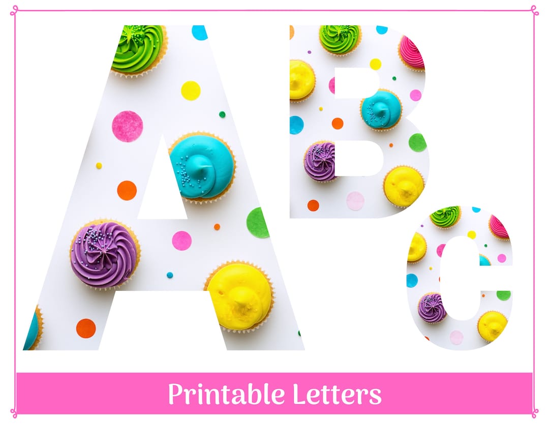Birthday Cupcake Alphabet Letter and Number Clip Art | Printable Banner ...