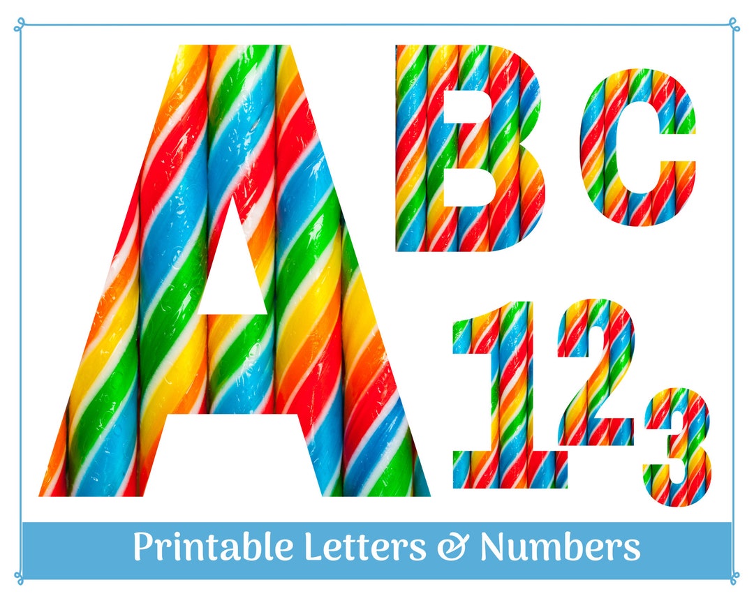 Rainbow Candy Alphabet Clip Art Letters A-Z and Numbers 0-9 | Printable & Resizable Letters and ...