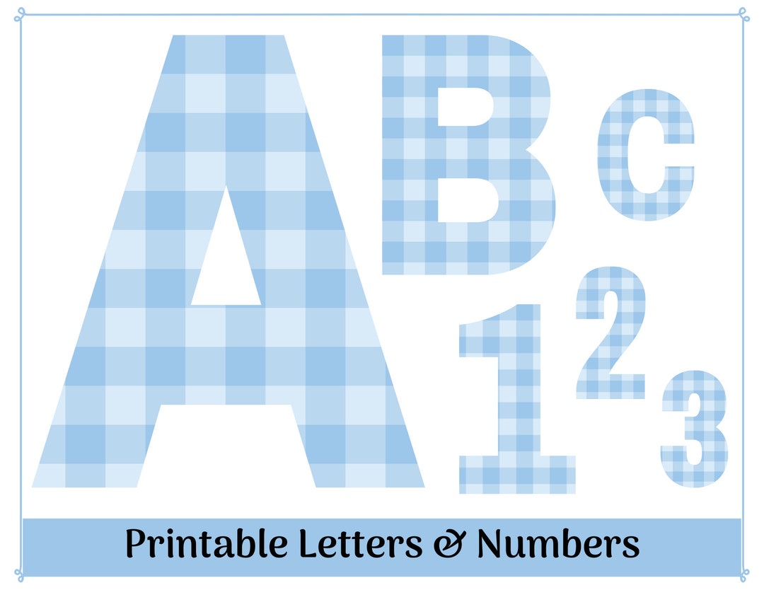 Blue Plaid Alphabet Letters & Numbers | Uppercase A-Z and Numbers 0-9 ...