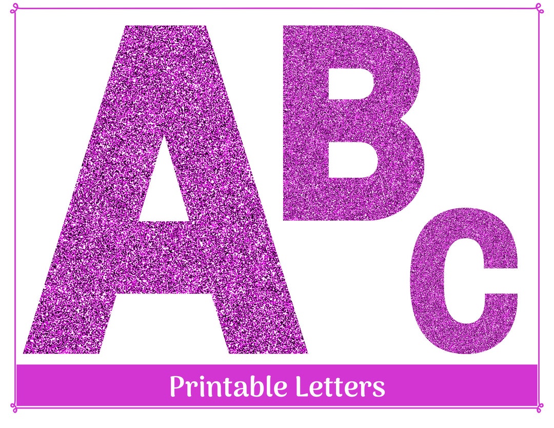 Purple Glitter Alphabet Letters & Numbers: Printable Clip Art (A-Z, 0-9 ...