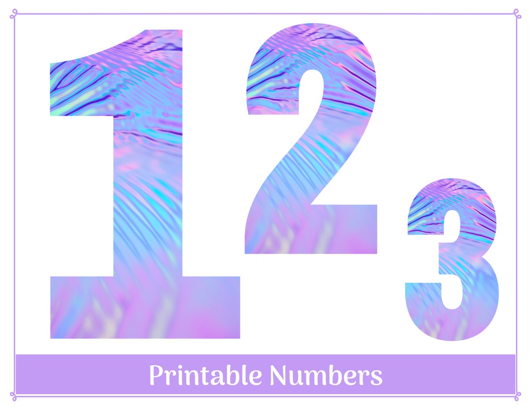 Iridescent Printable Number Clip Art Digital Numbers 0-9 - Etsy