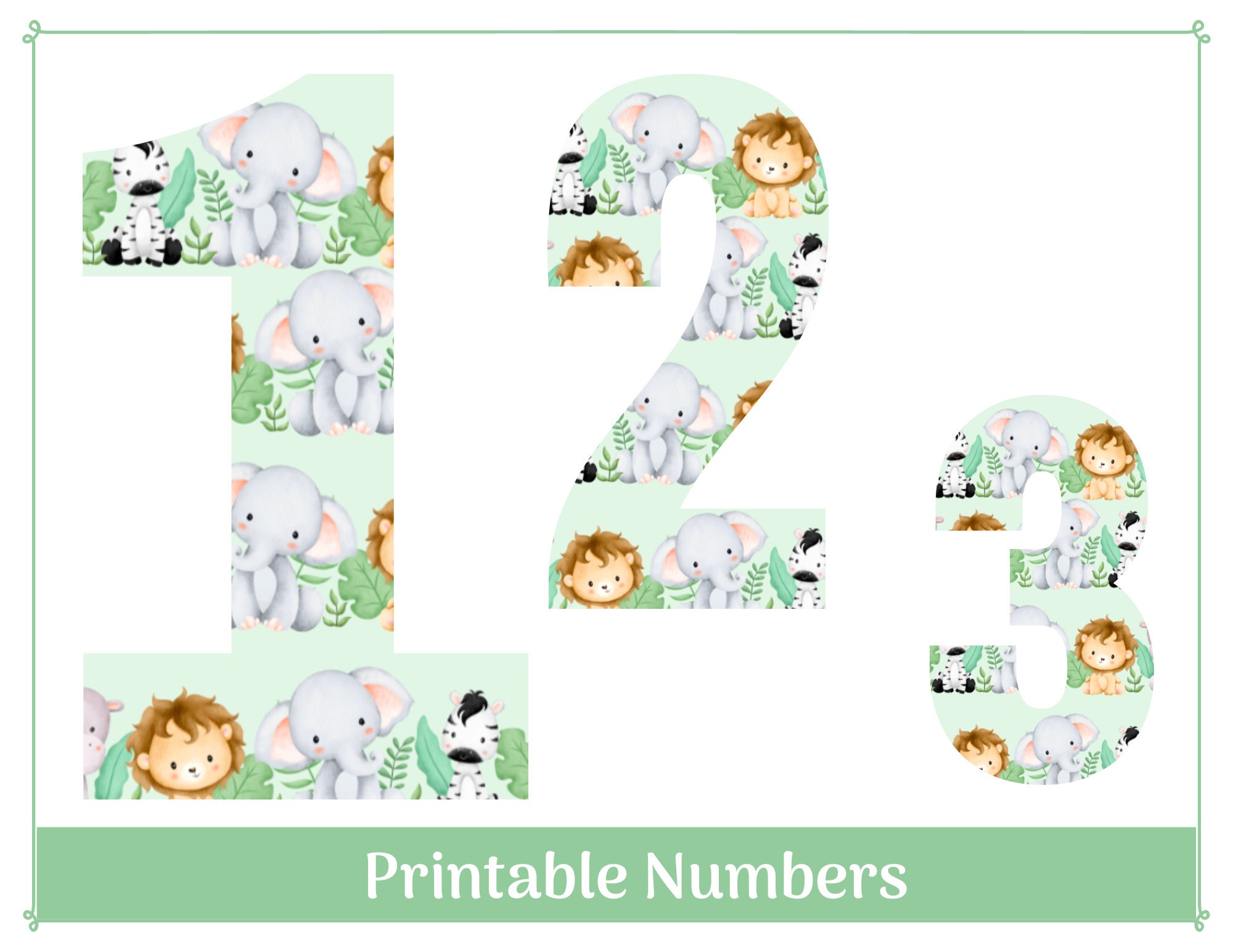 Baby Safari Animal Alphabet Letter Clip Art, Numbers 0-9 | Banners ...