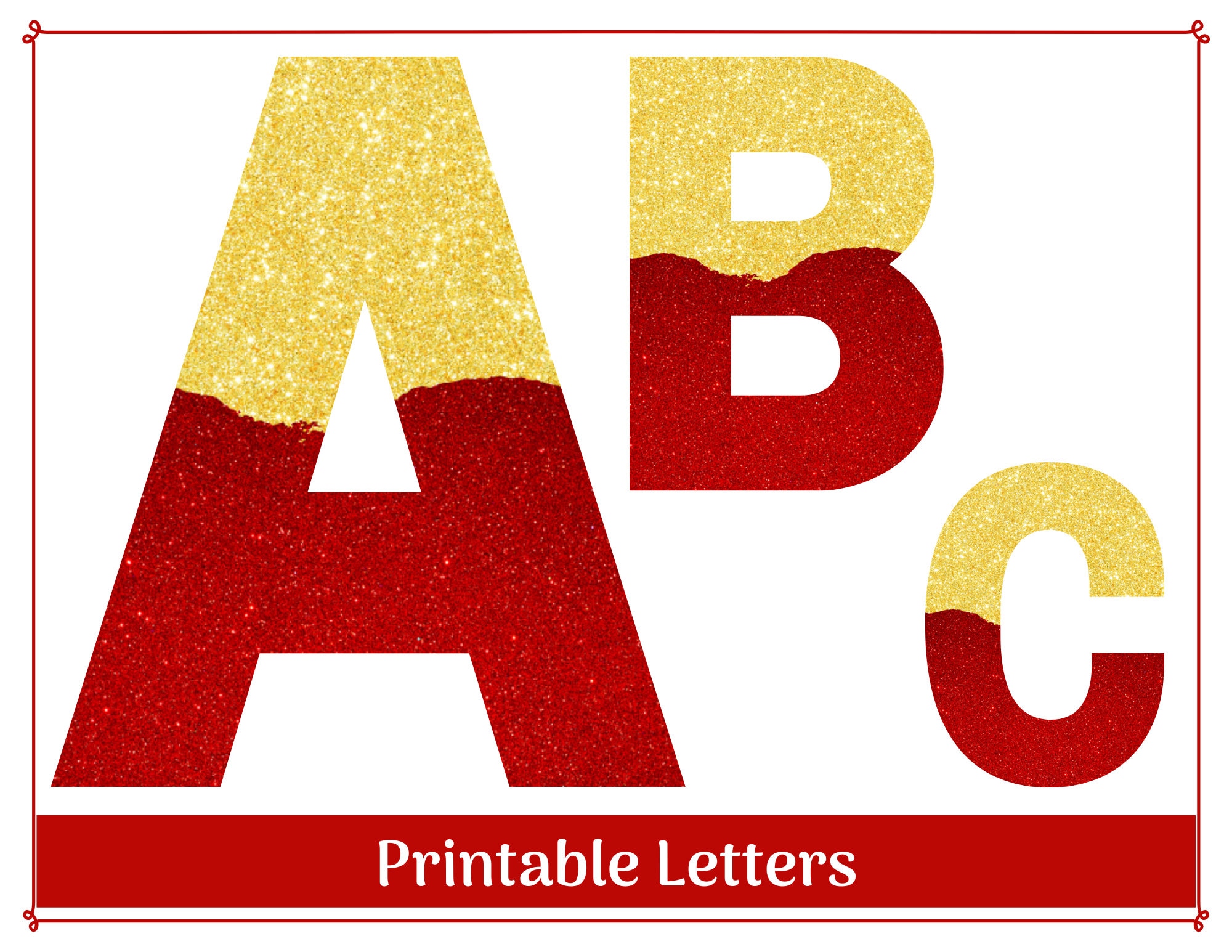 Imagen prediseñada de letras del alfabeto rojo y amarillo / - Etsy México