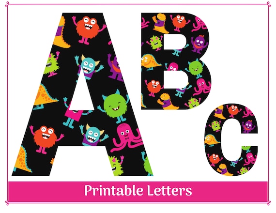 Cute Monster Alphabet Clip Art Letters A-Z Printable & - Etsy