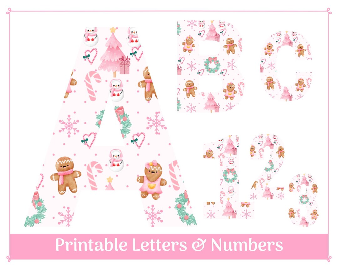 Gingerbread Christmas Alphabet Letters and Numbers Clip Art Winter ...
