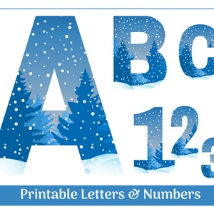 Snowy Forest Alphabet Letters and Numbers Clip Art | Winter Bulletin ...