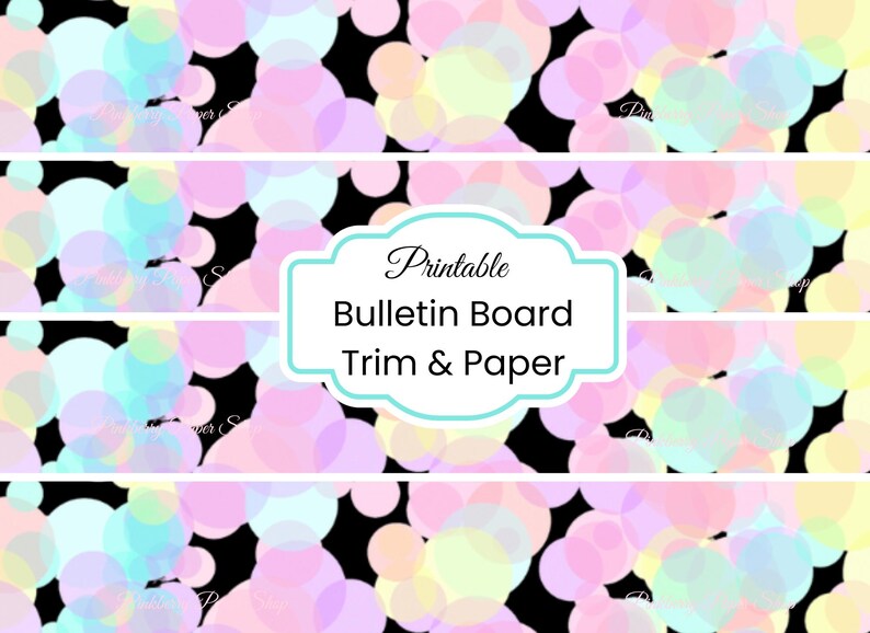 Rainbow Bubbles Bulletin Board Trim, Neon Polka Dot Paper: Printable ...
