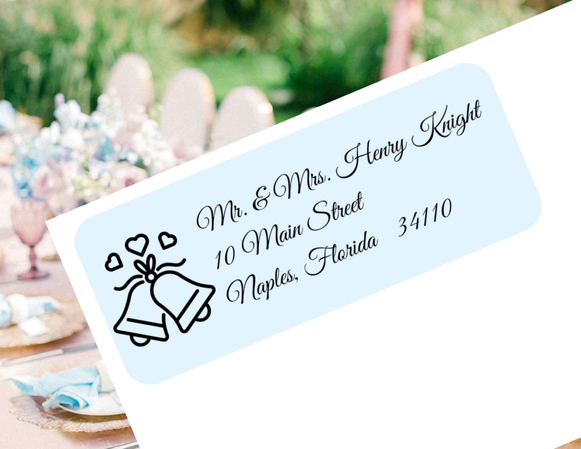 Blue Wedding Bells Return Address Labels: DIY Printable Template ...