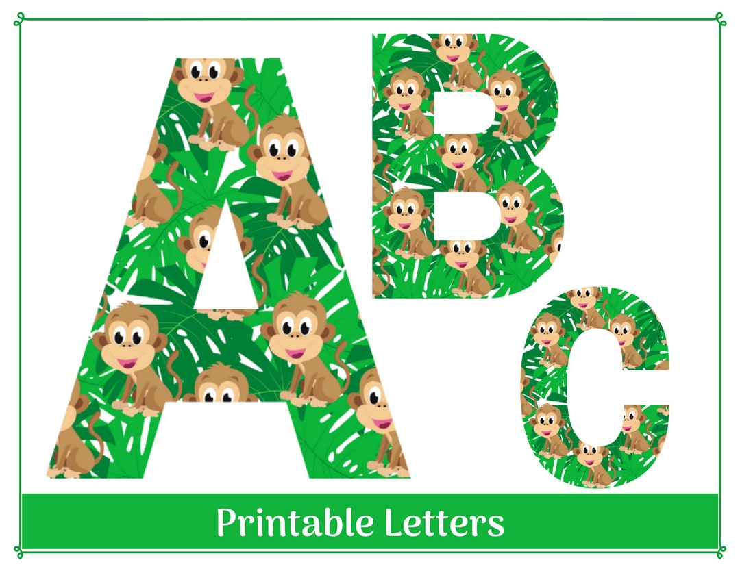 Monkey Jungle Alphabet Letters & Numbers - Etsy