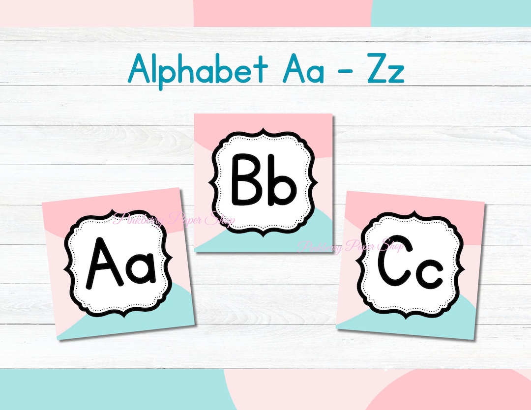 Aqua Peach Boho Alphabet Cards: Printable Classroom Decor (digital ...