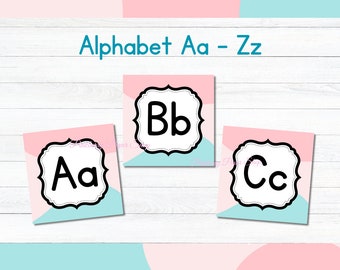 Aqua Peach Boho Alphabet Cards: Printable Classroom Decor (digital ...