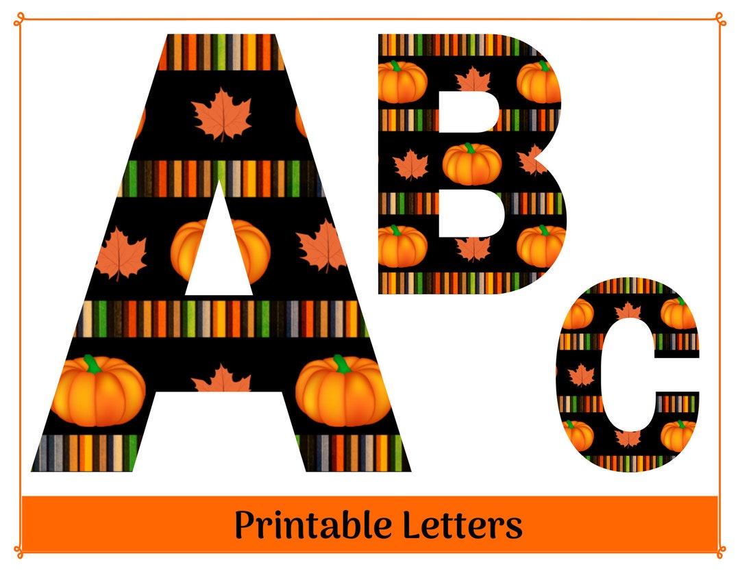 Fall Pumpkin Alphabet Clip Art: Printable Letters & Numbers (digital ...