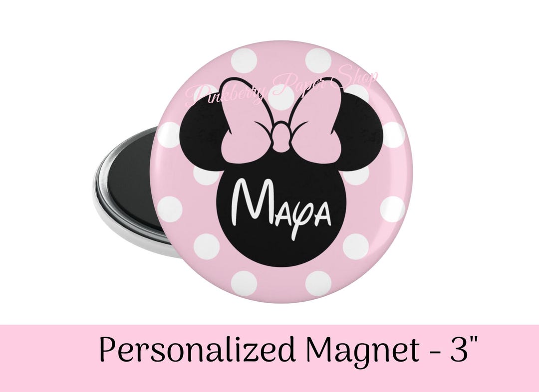 Personalized Minnie-inspired Magnet, Pink & White Polka Dots, Fridge ...