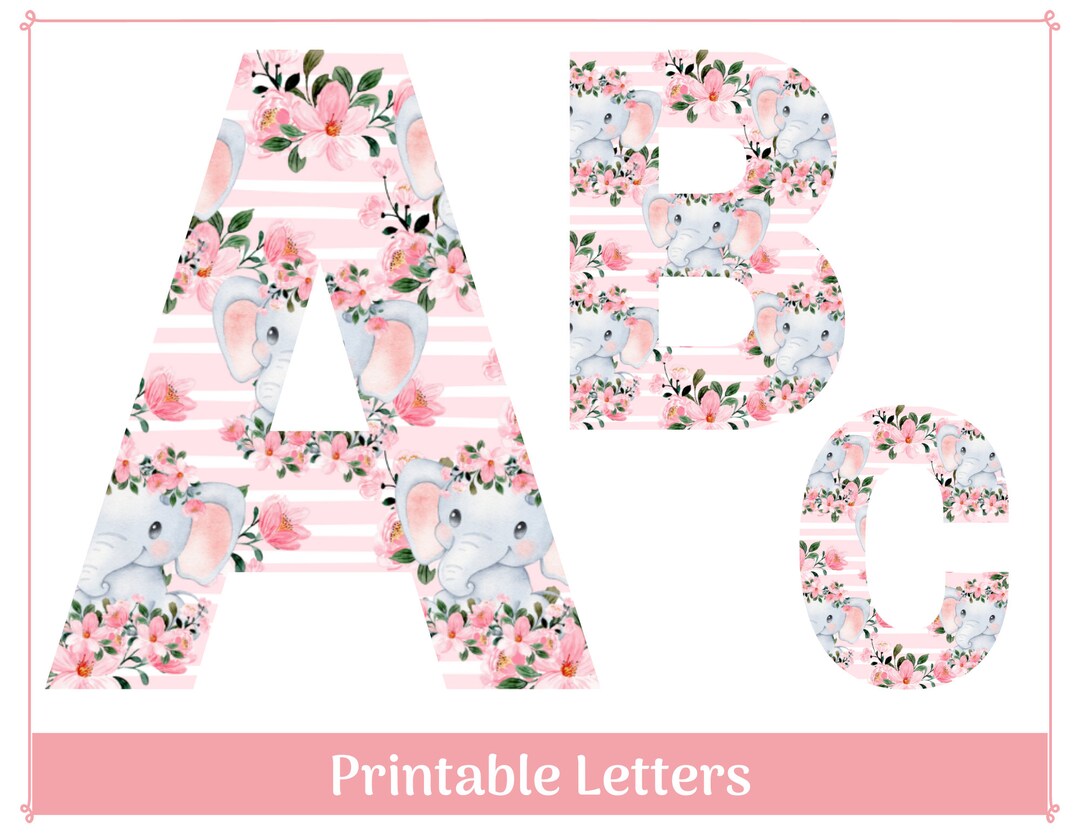 Baby Elephant Alphabet Letters & Numbers | Baby Safari Animal Letters ...