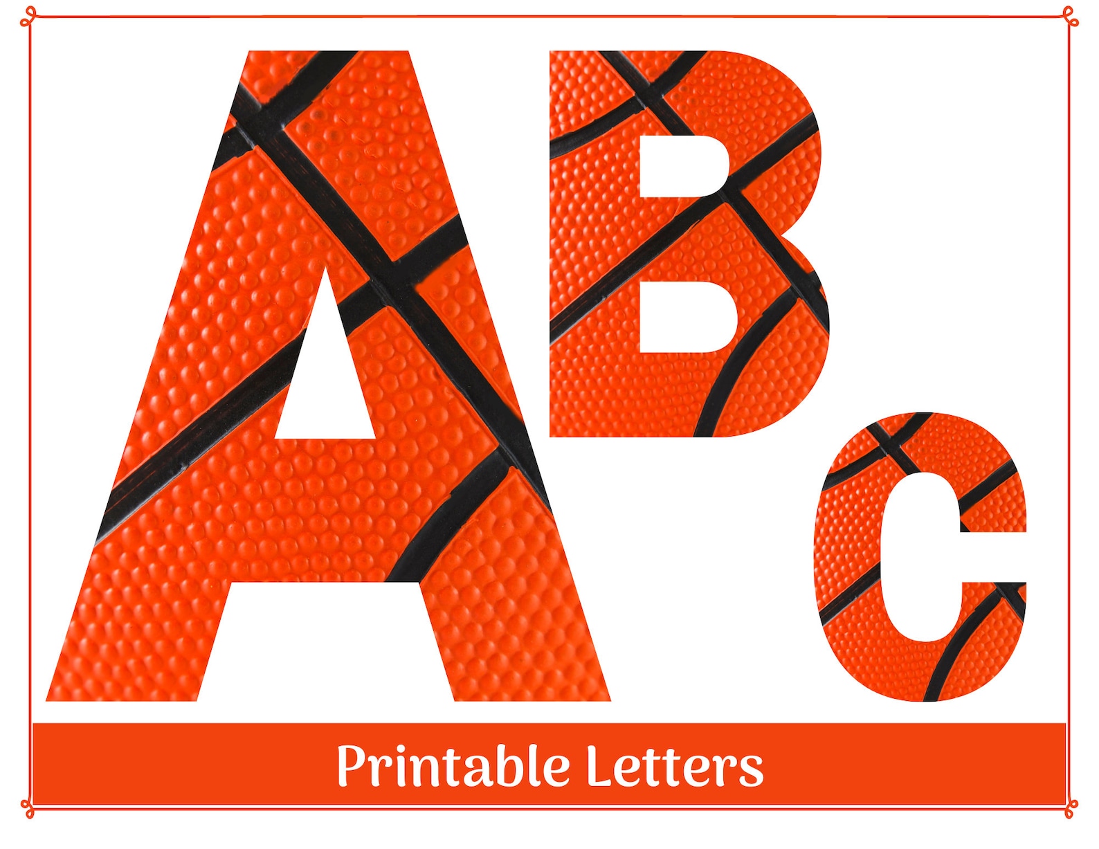 Basketball Alphabet Clip Art Letters A-Z, Numbers 0-9 | Printable ...