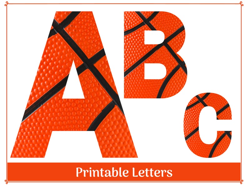 Basketball Alphabet Clip Art Letters A-Z, Numbers 0-9 | Printable ...