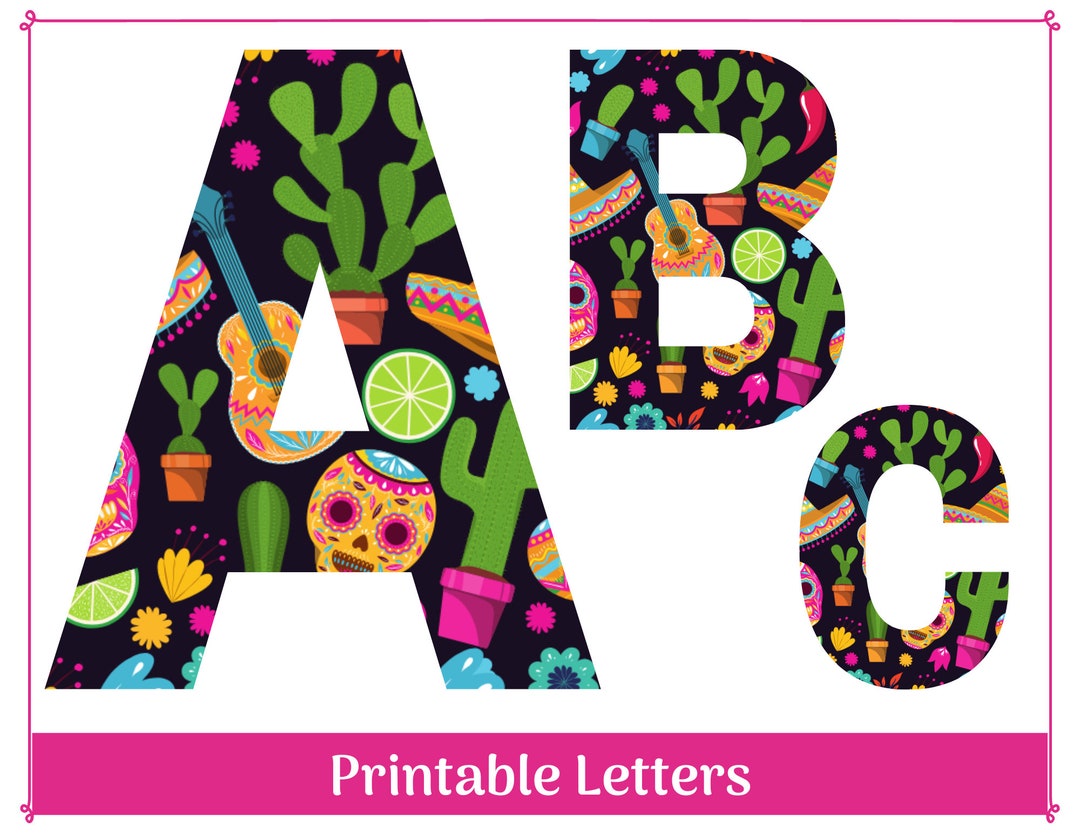 Mexican Alphabet Letters A-Z, Numbers 0-9 Clip Art, Printable Banner ...
