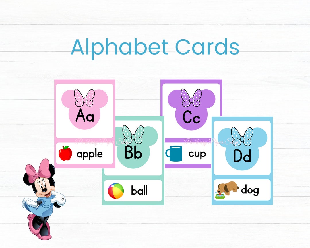 Minnie Mouse Alphabet Cards: Pastel Polka Dot Classroom Decor (digital ...