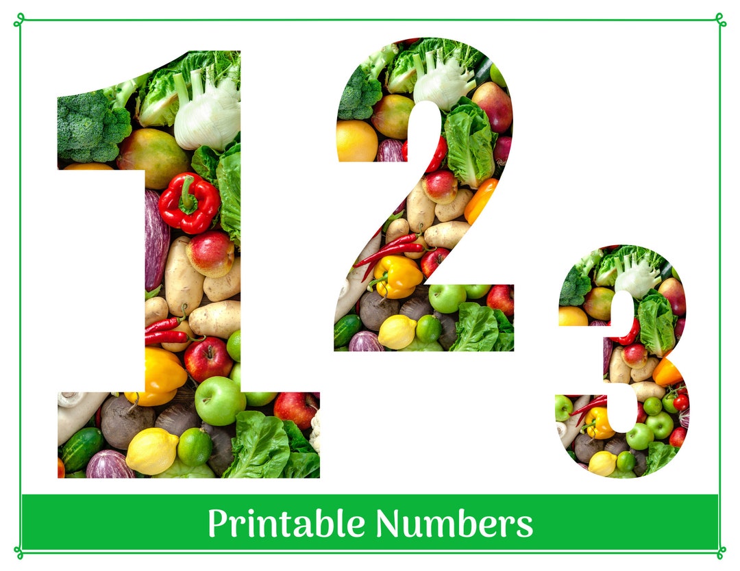 Vegetable Clip Art Numbers Printable & Resizable Numbers - Etsy