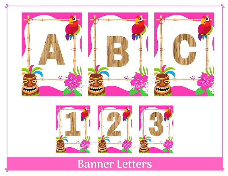 Tropical Tiki Banner Set Bamboo Alphabet Uppercase A-Z - Etsy