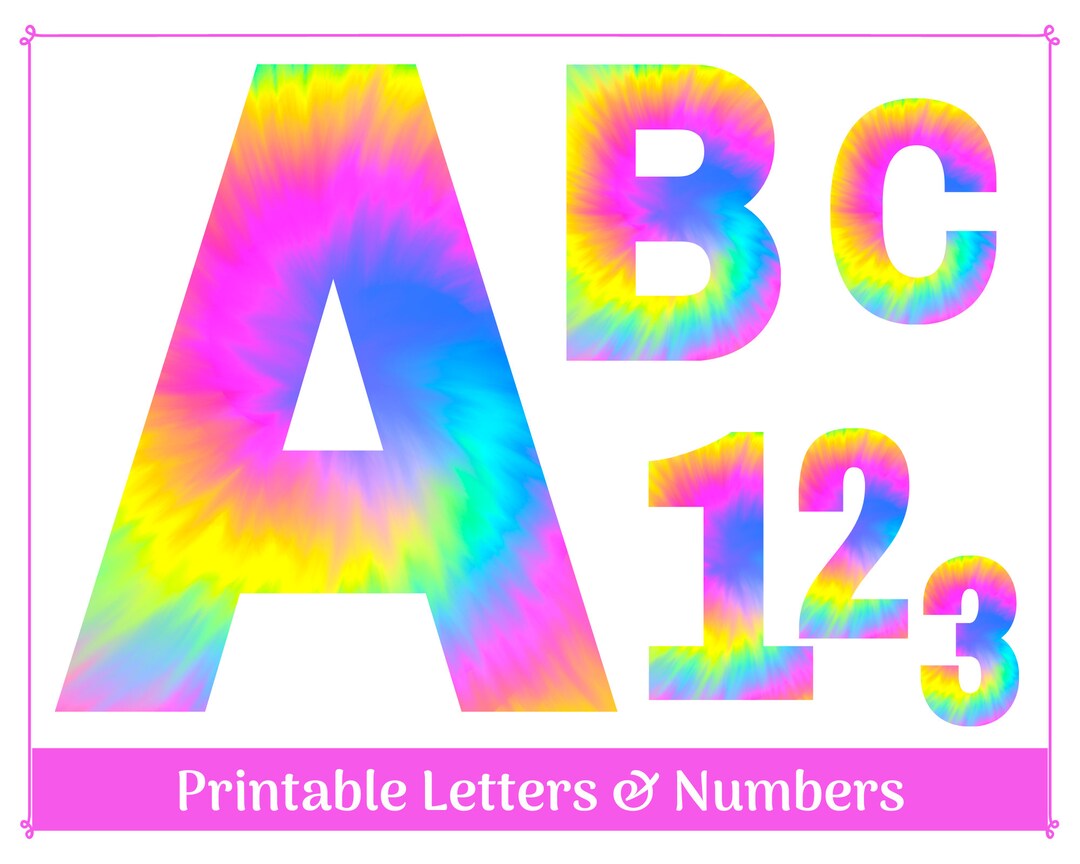 Neon Tie Dye Alphabet Clip Art Letters A-Z | Printable Banner and ...