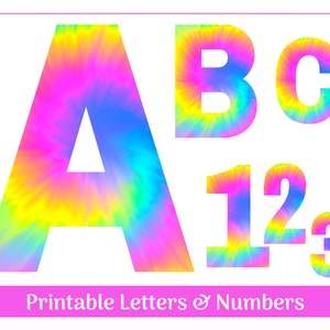 Neon Tie Dye Alphabet Clip Art Letters A-Z | Printable Banner and ...