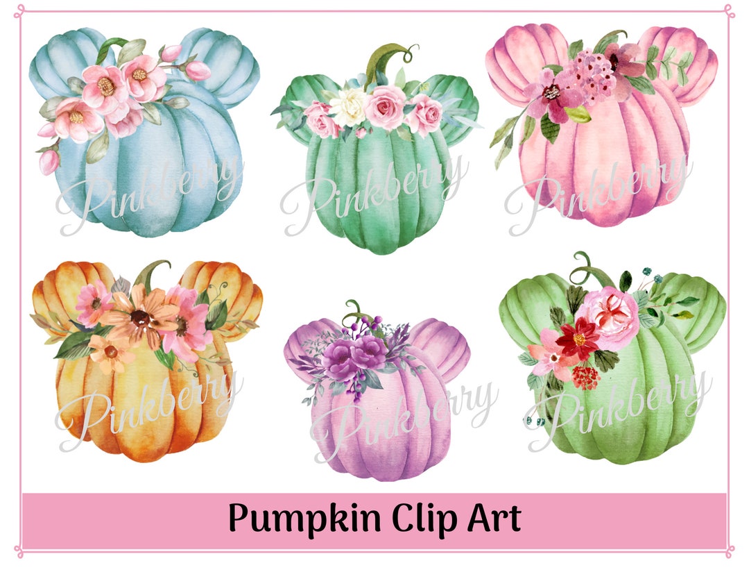 Floral Minnie Pastel Pumpkin Clip Art | Printable and Resizable Elegant ...