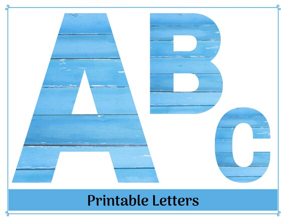 Blue Wood Alphabet Clip Art Printable Uppercase A-Z Letters | Etsy