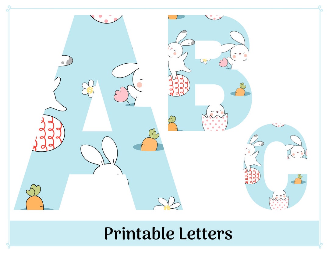 Easter Bunny Alphabet Letters A-Z, Numbers 0-9 Clip Art, Printable ...