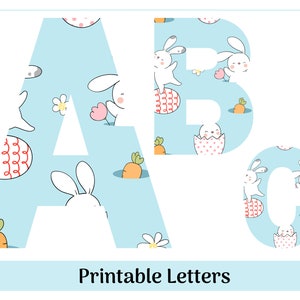 Easter Bunny Alphabet Letters A-Z, Numbers 0-9 Clip Art, Printable ...