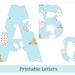 Easter Bunny Alphabet Letters A-Z, Numbers 0-9 Clip Art, Printable ...