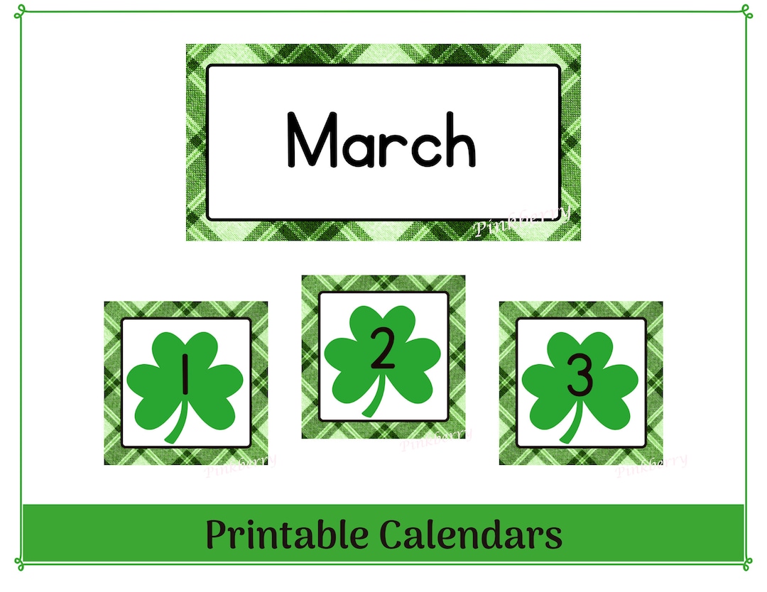 March Classroom Calendar Header and Numbers| Printable & Resizable ...