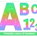 Green, Pink and Purple Glitter Alphabet Letters A-Z, Numbers 0-9 Printable Banner, Bulletin ...