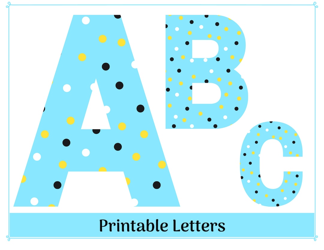 Blue Polka Dot Alphabet Letters A-Z, Numbers 0-9 | Banner, Bulletin ...