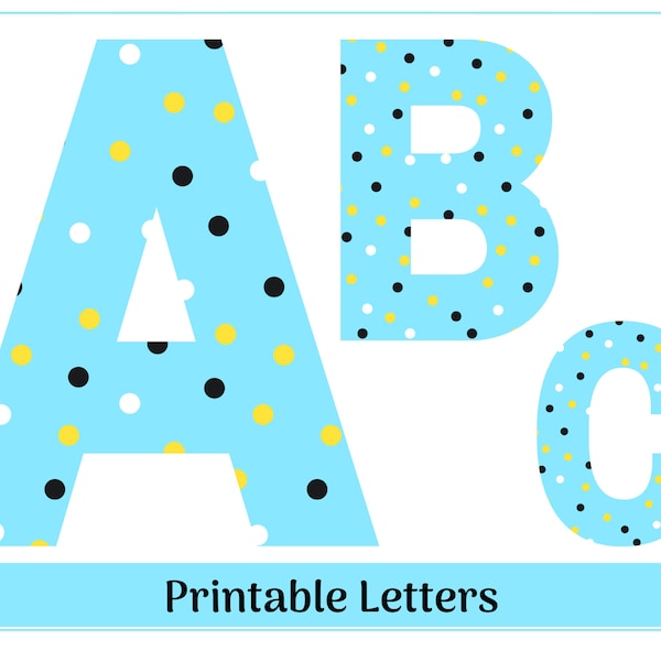 Yellow and Blue Dot Alphabet - Etsy