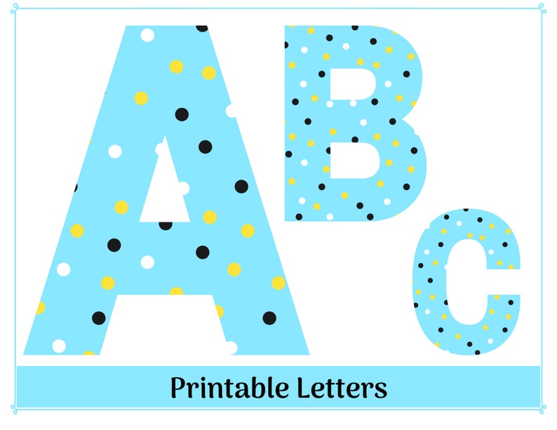 Blue Polka Dot Alphabet & Numbers: Printable Clip Art (digital Download ...
