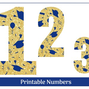 Graduation Blue and Gold Glitter Alphabet Clip Art Letters A-Z, Numbers ...