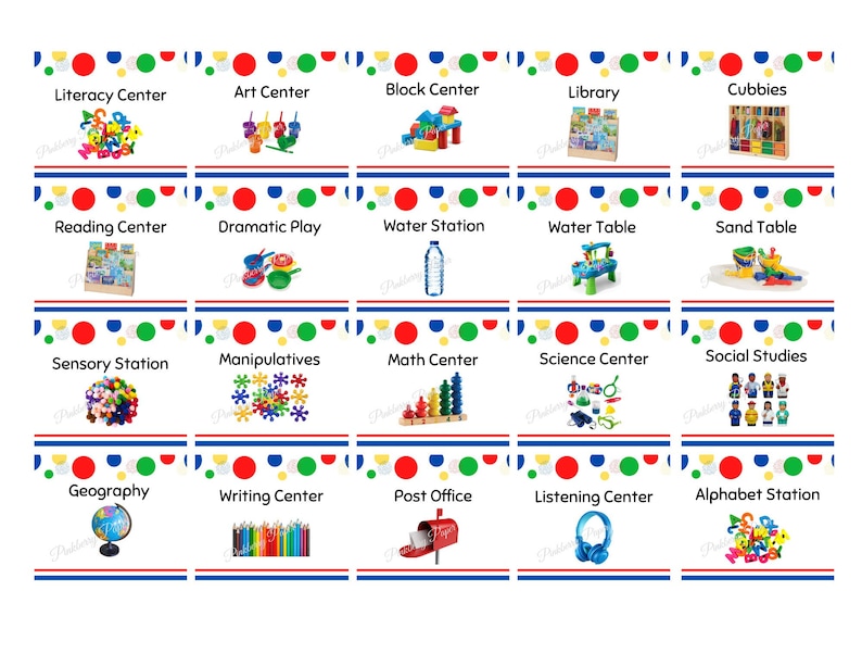 Preschool Classroom Center Signs | Primary Polka Dot Signs | 20 ...