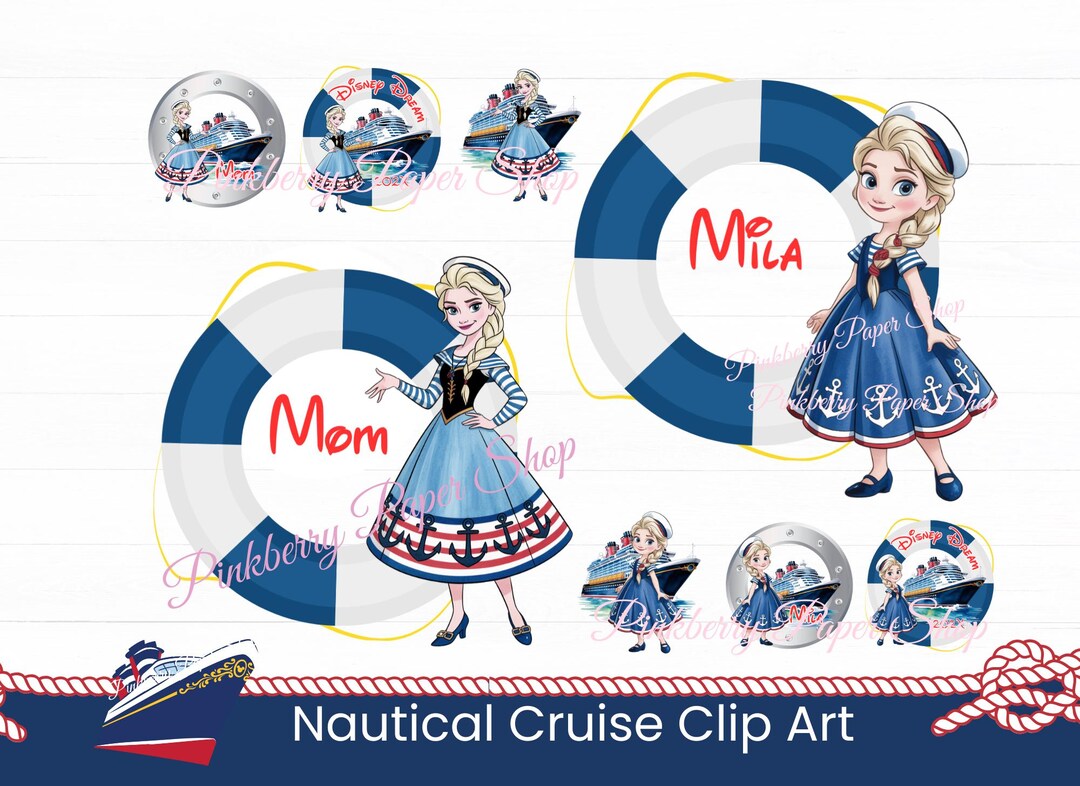 Elsa Cruise Door Magnet Templates & Nautical Princess Character Clip ...