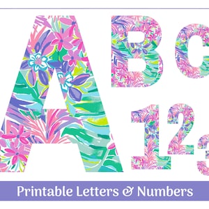 Tropical Floral Preppy Alphabet & Number Clip Art | Uppercase Letters A ...
