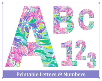Tropical Floral Preppy Alphabet & Number Clip Art | Uppercase Letters A ...
